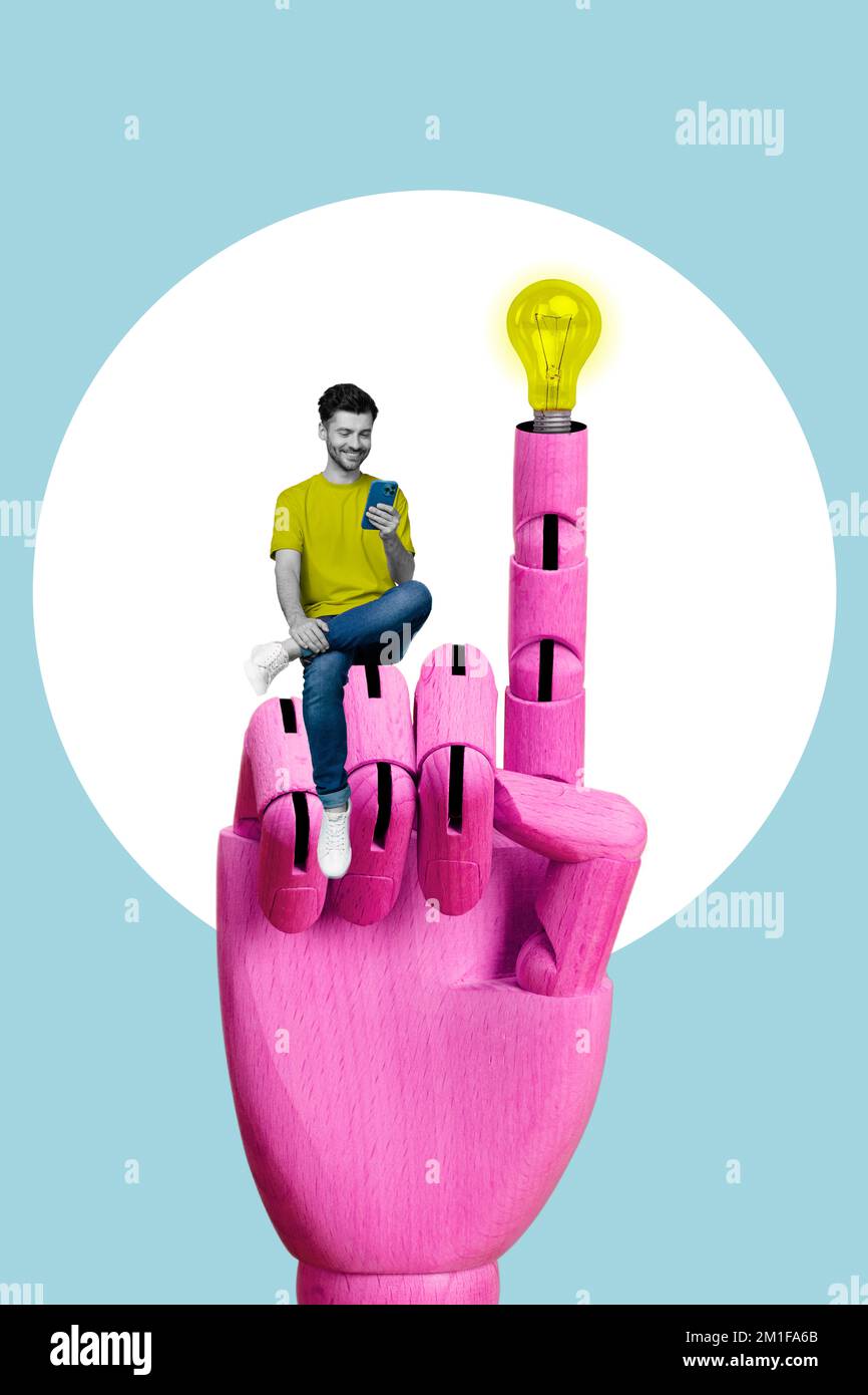 Photo sketch collage graphics artwork picture of smart guy chatting ...