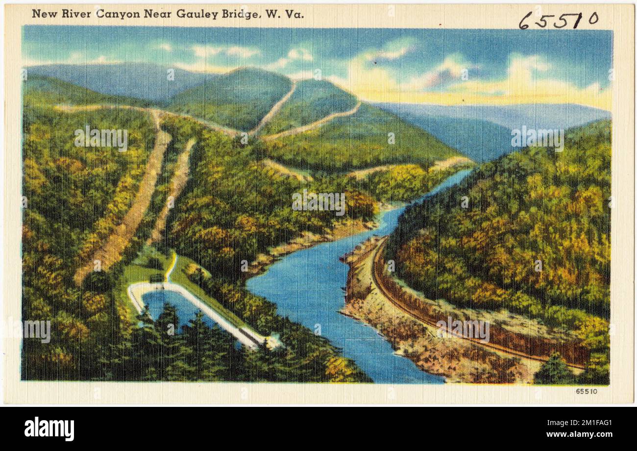 New River Canyon near Gauley Bridge, W. Va. , Valleys, Tichnor Brothers ...
