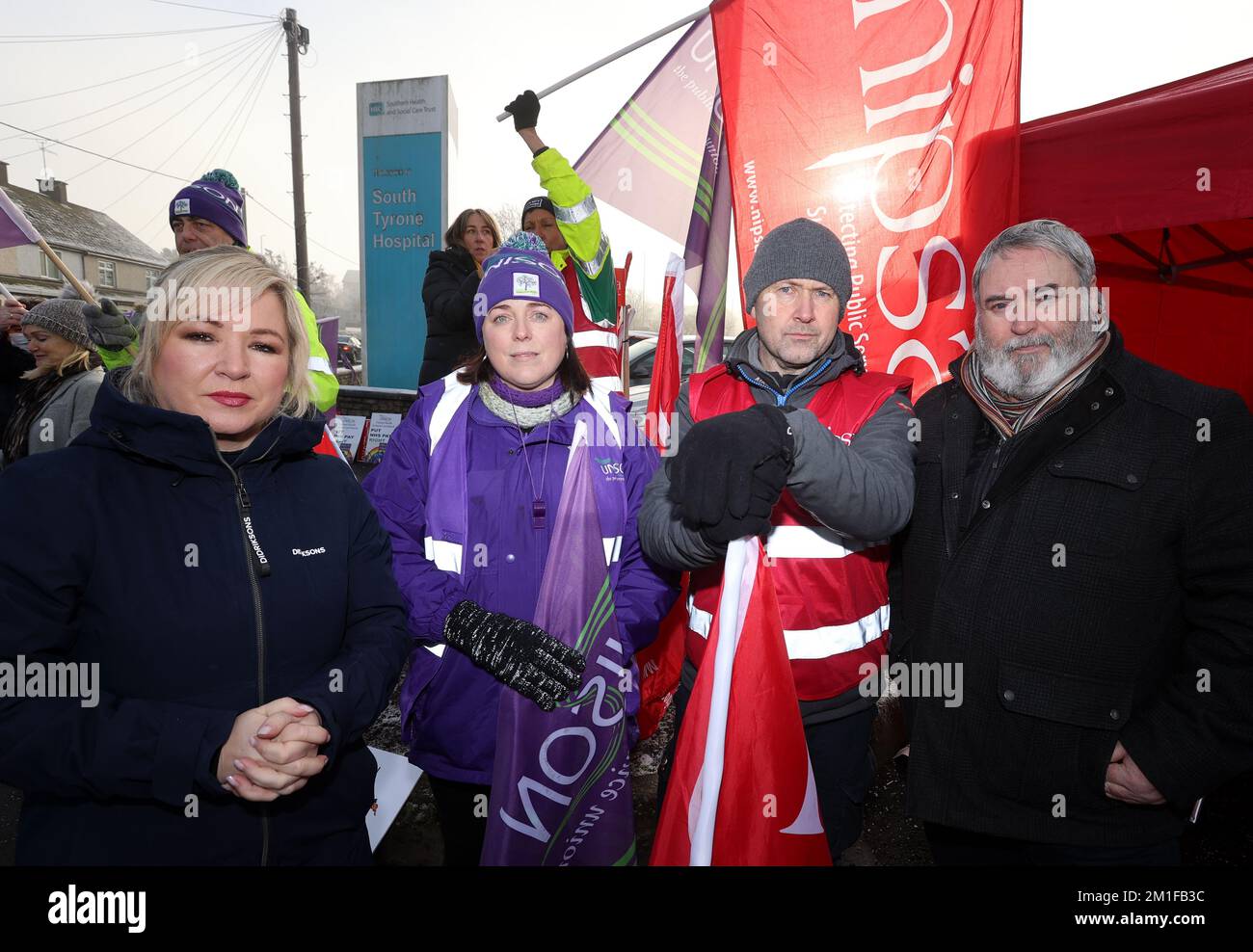 Sinn Fein Vice President Michelle O’Neill (left) and party colleague ...