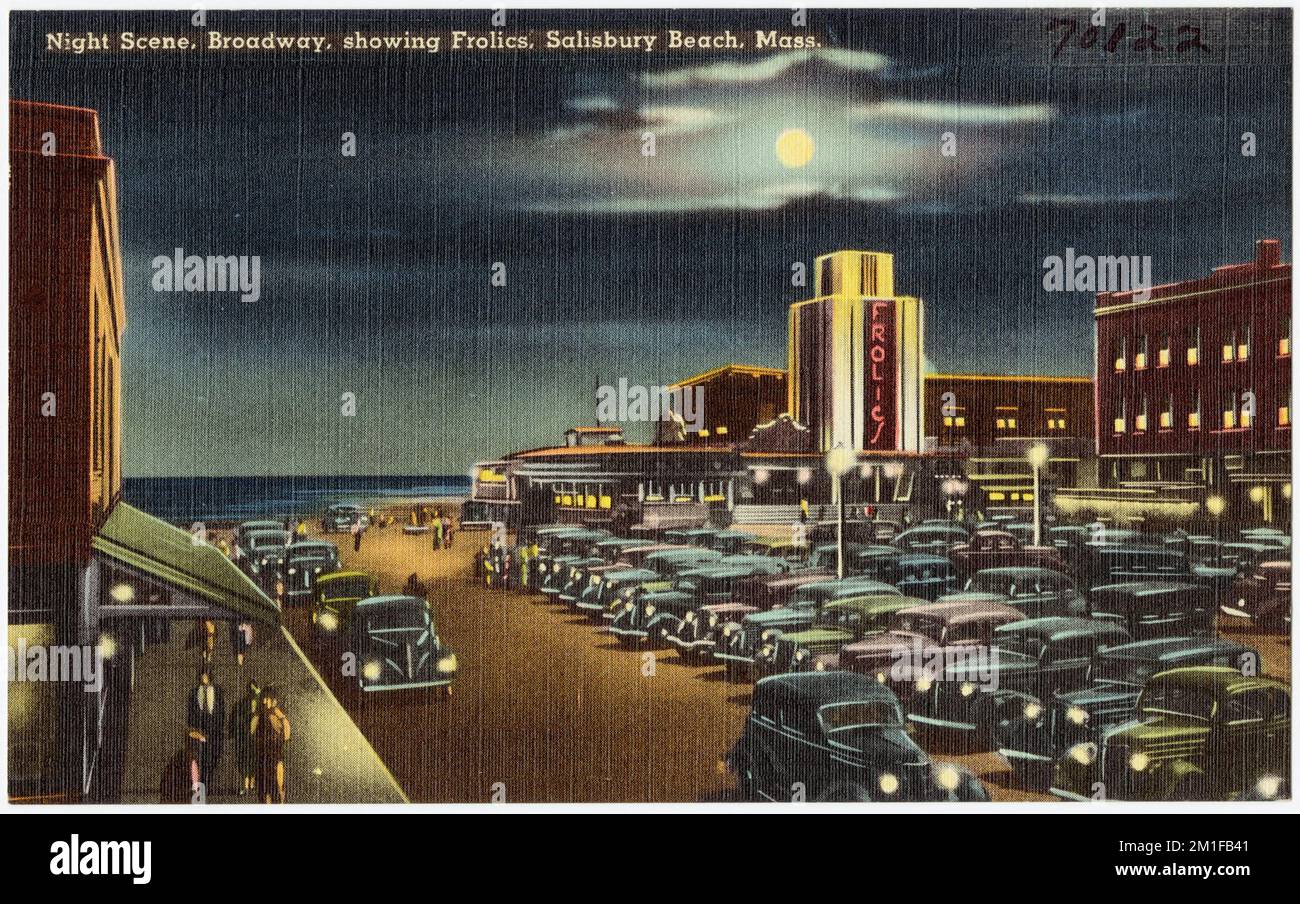 Night scene, broadway, showing Frolics, Salisbury Beach, Mass. , Cities ...