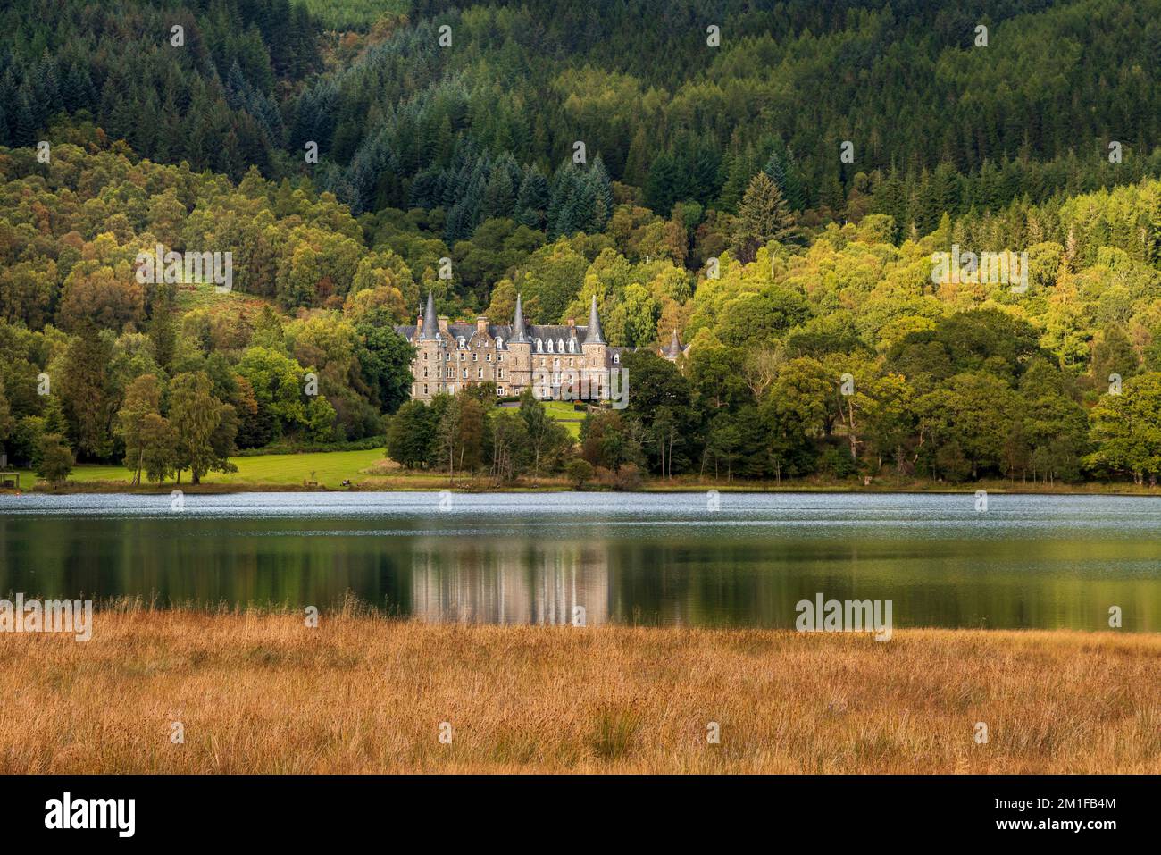 Tigh Mor across Loch Achray, Trossachs, Stirling, Scotland Stock Photo ...