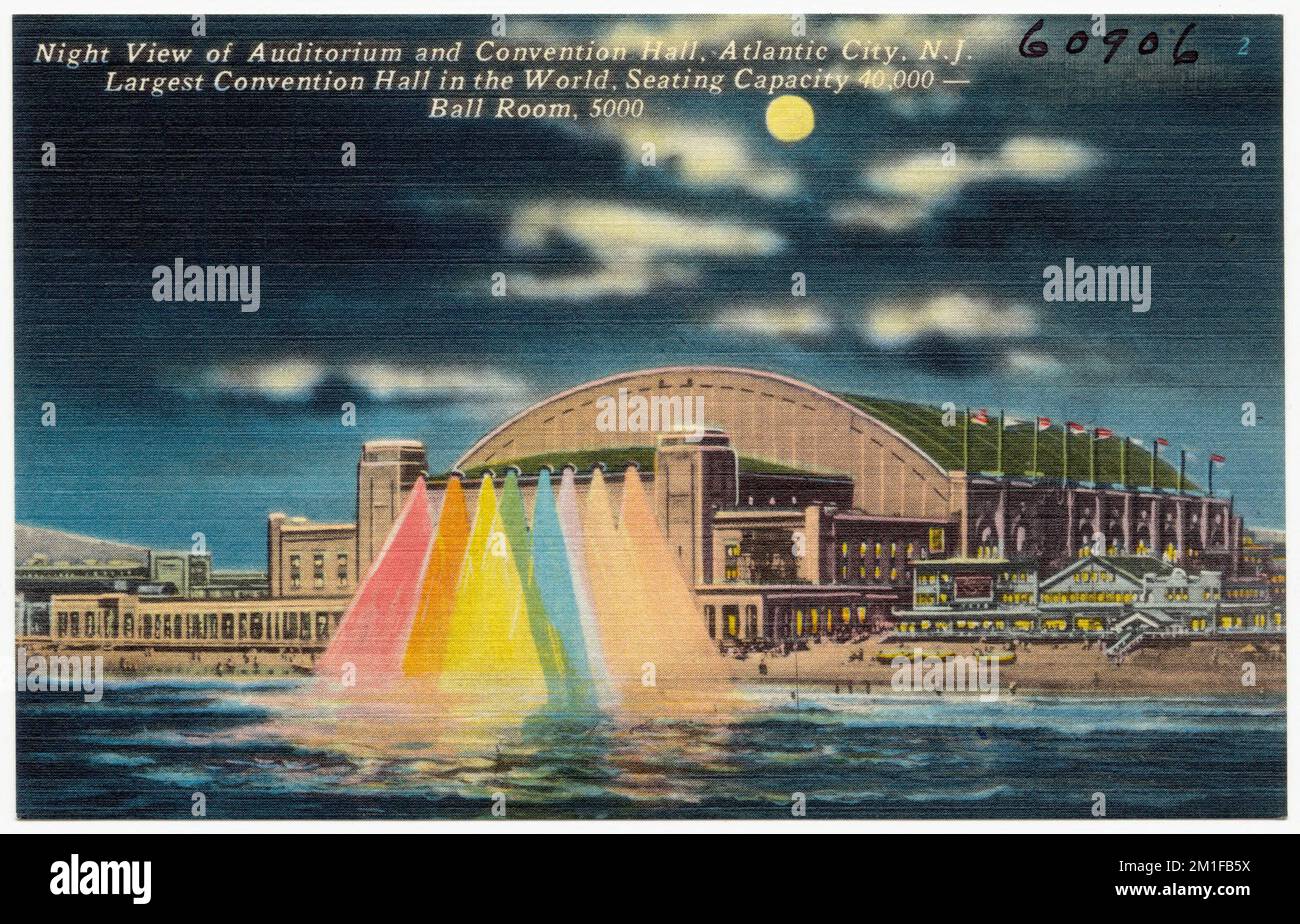 Night view of auditorium and convention hall, Atlantic City, N. J ...