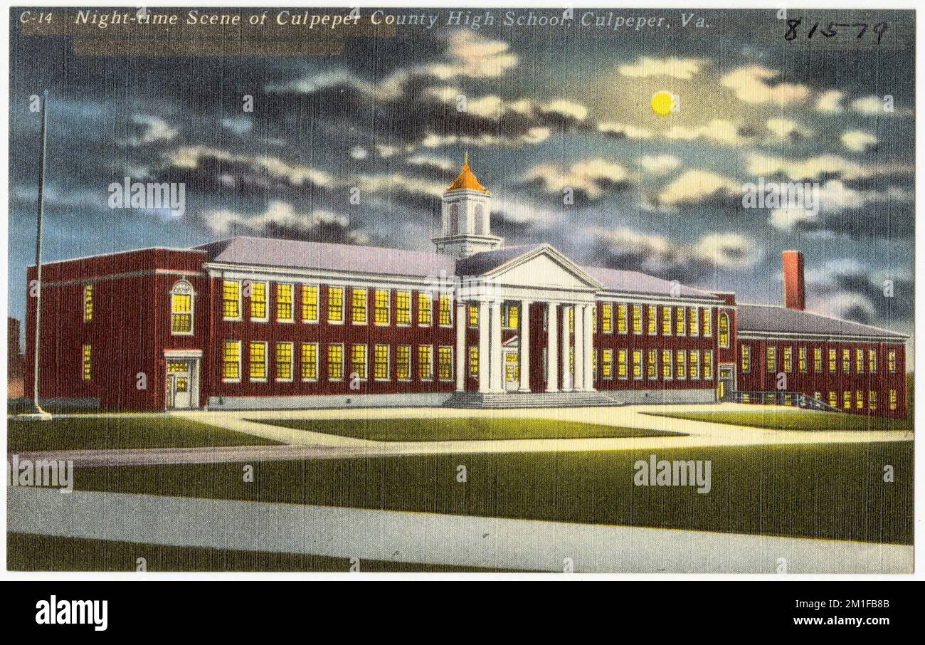 Night-time scene of Culpeper County High School, Culpeper, Va ...