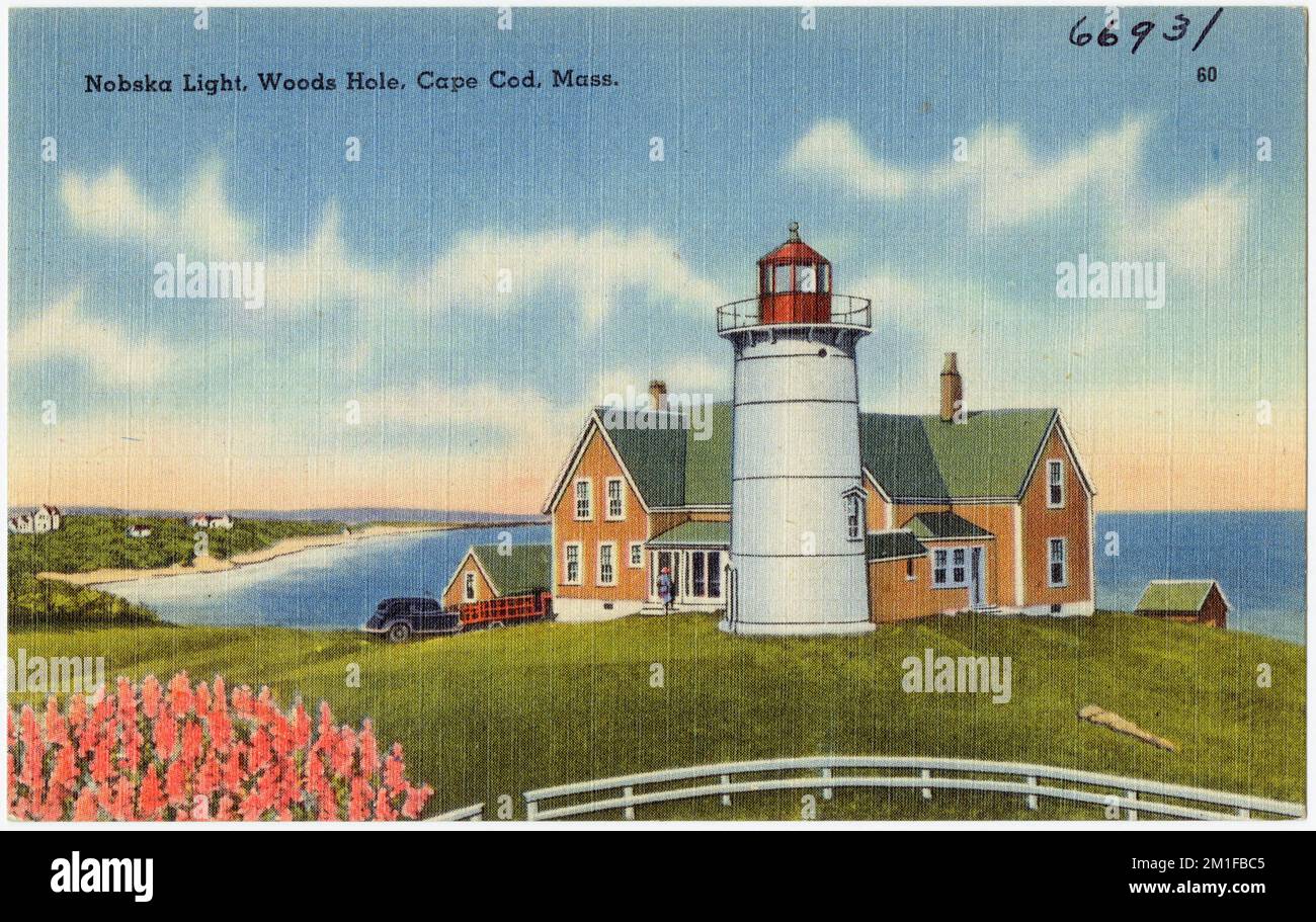 Nobska Light, Woods Hole, Cape Cod, Mass. , Lighthouses, Tichnor Brothers Collection, postcards ...