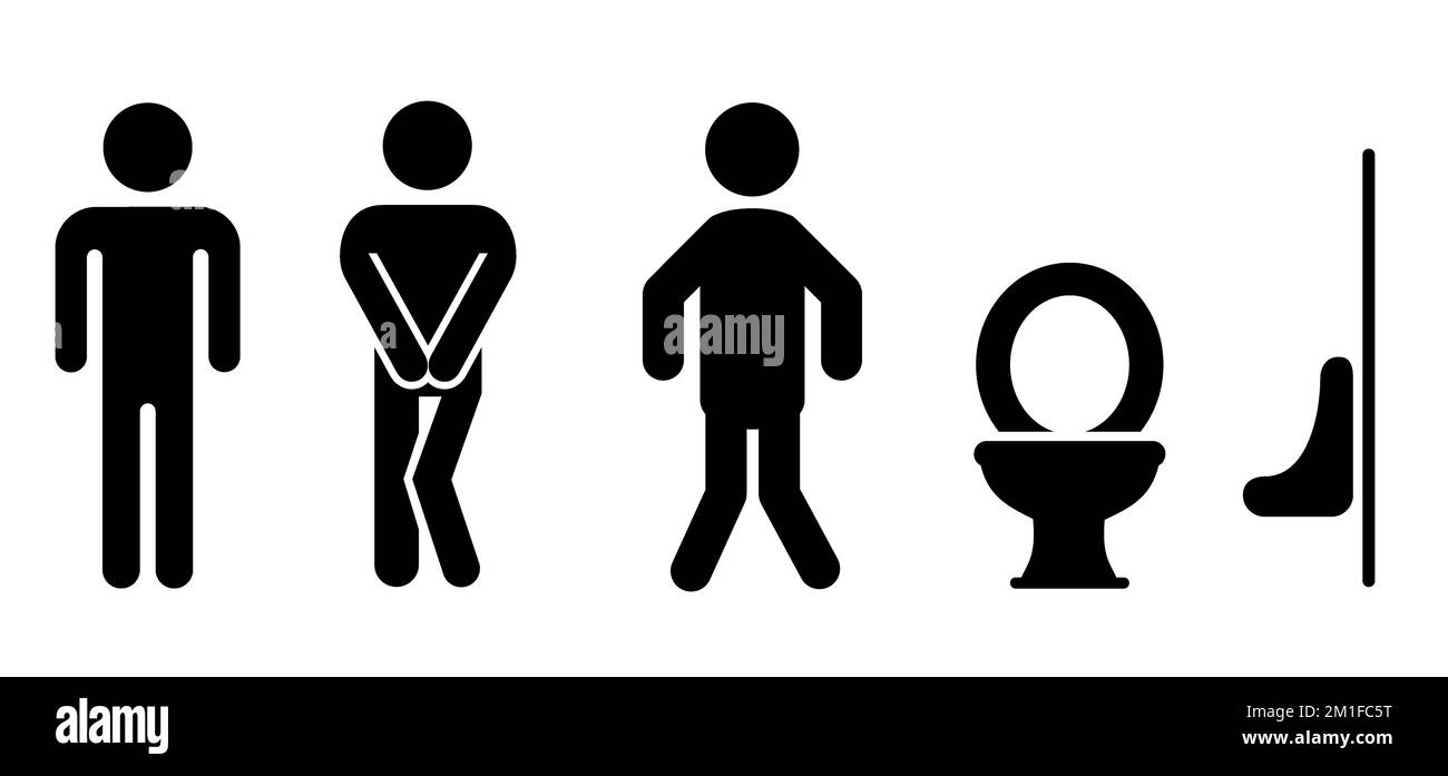 Funny cartoon Stick figures or stickman and toilet logo. Restroom or ...
