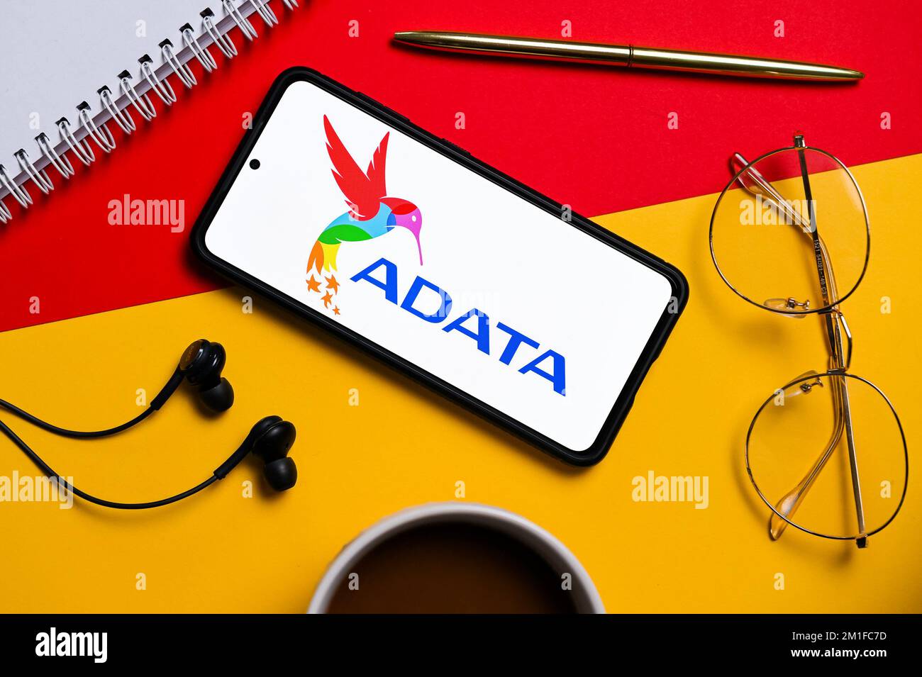 In this photo illustration an Adata logo seen displayed on a smartphone ...