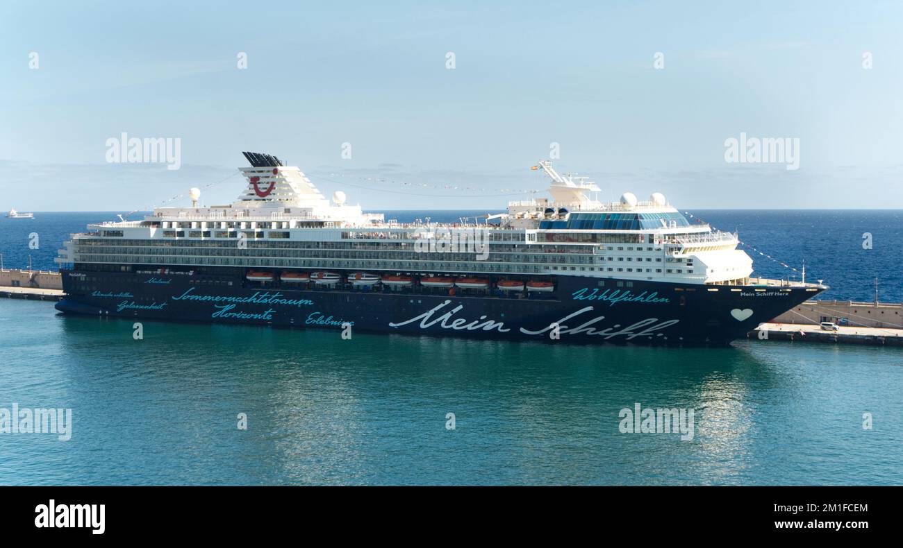 Mein Schiff Herz Cruise Ship Berthed in Tenerife. The ship belongs to ...