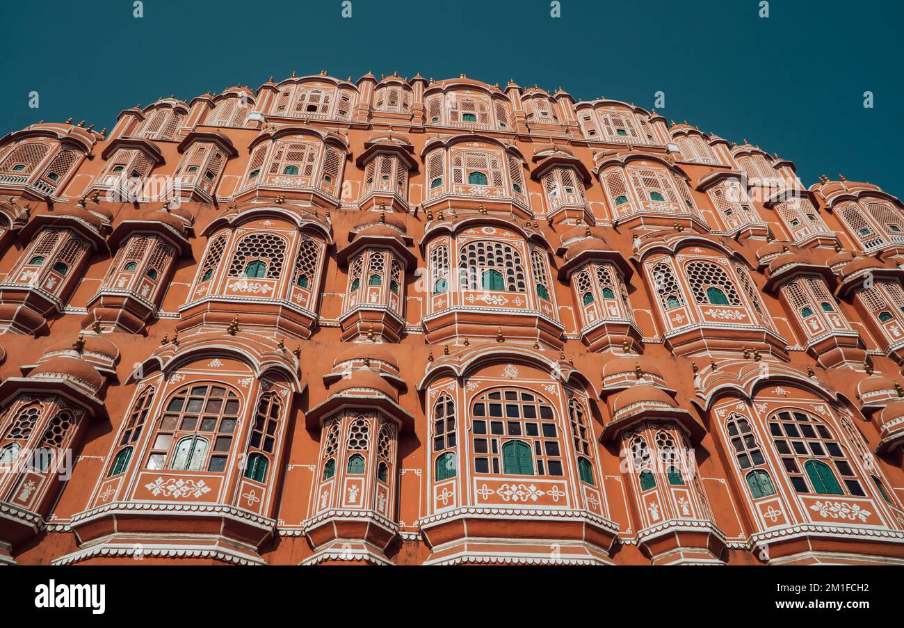 A low-angle shot of a mesmerizing exterior of The Hawa Mahal palace in ...