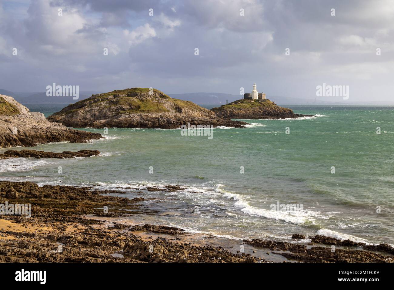 Bracelet Bay and the Mumbles Lighthouse, Gower Peninsula, South Wales ...