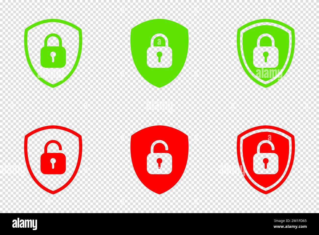 Set of Shield Lock and Unlock Icon. Symbol padlock. Vector sign ...