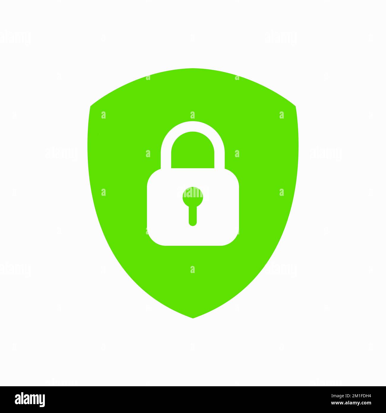 Icon or symbol of a shield with a closed padlock. Sign lock on a white ...