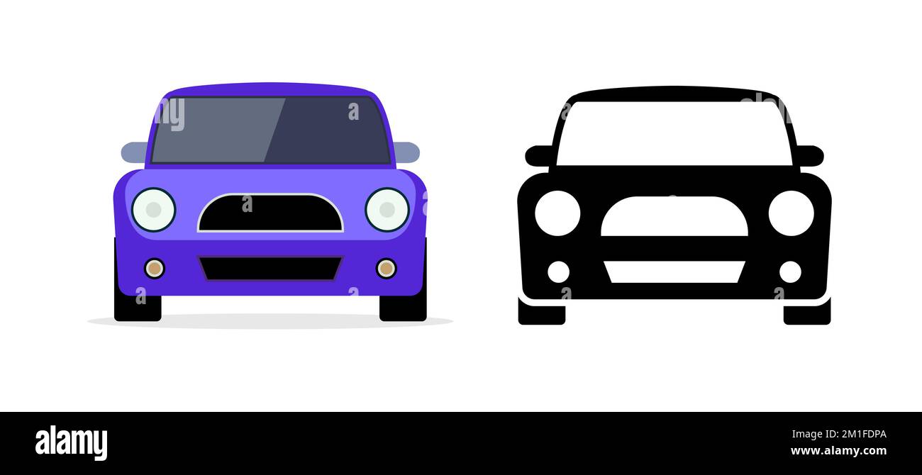 Car front view vector flat icon. Car parking cartoon front design shape ...