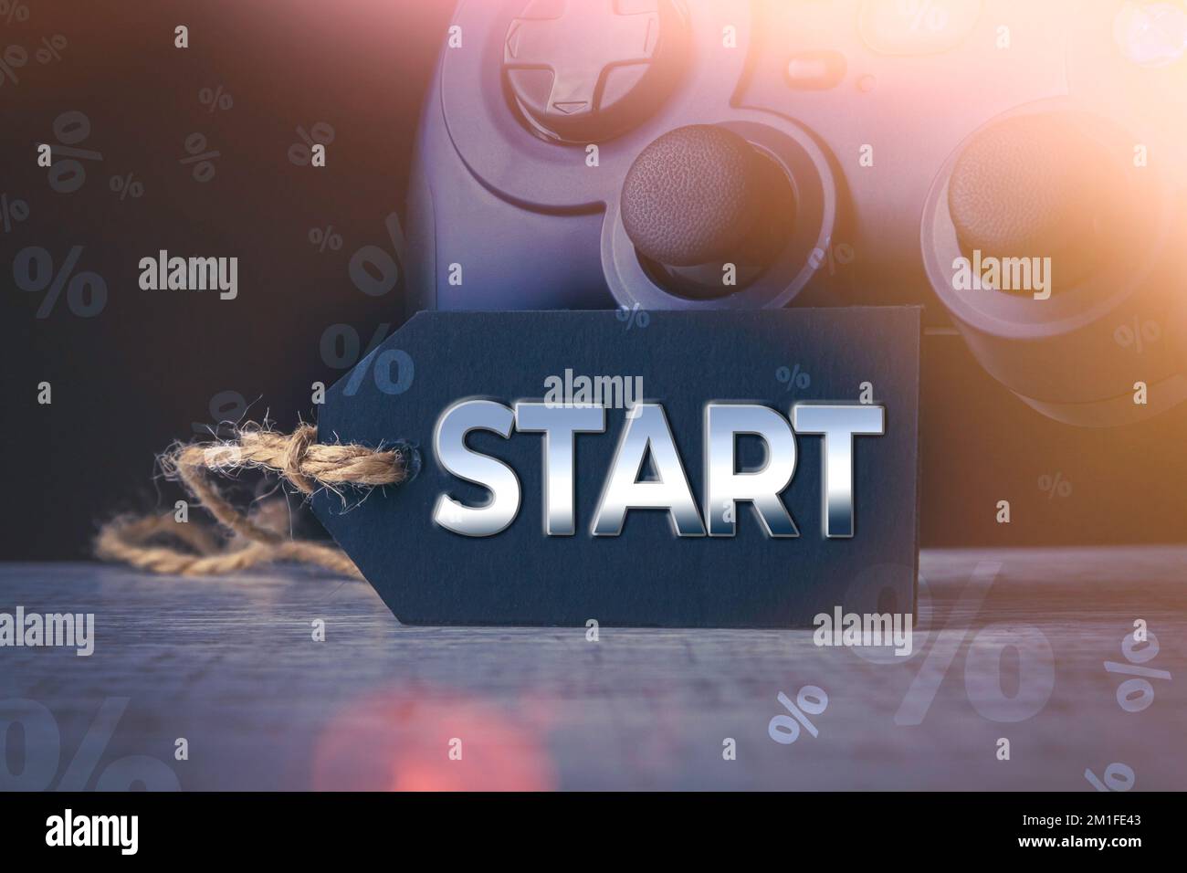 Start of sales of game consoles and accessories. Price tag and gamepad ...