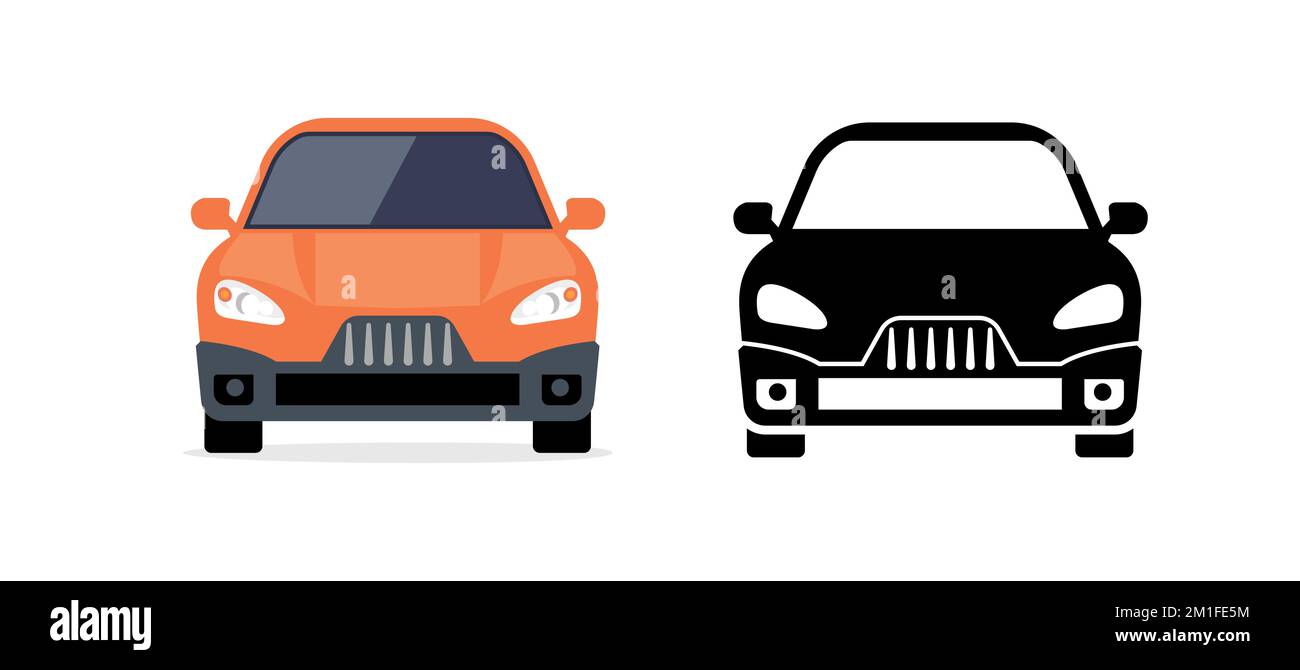 Car front view vector flat icon. Car parking cartoon front design shape ...