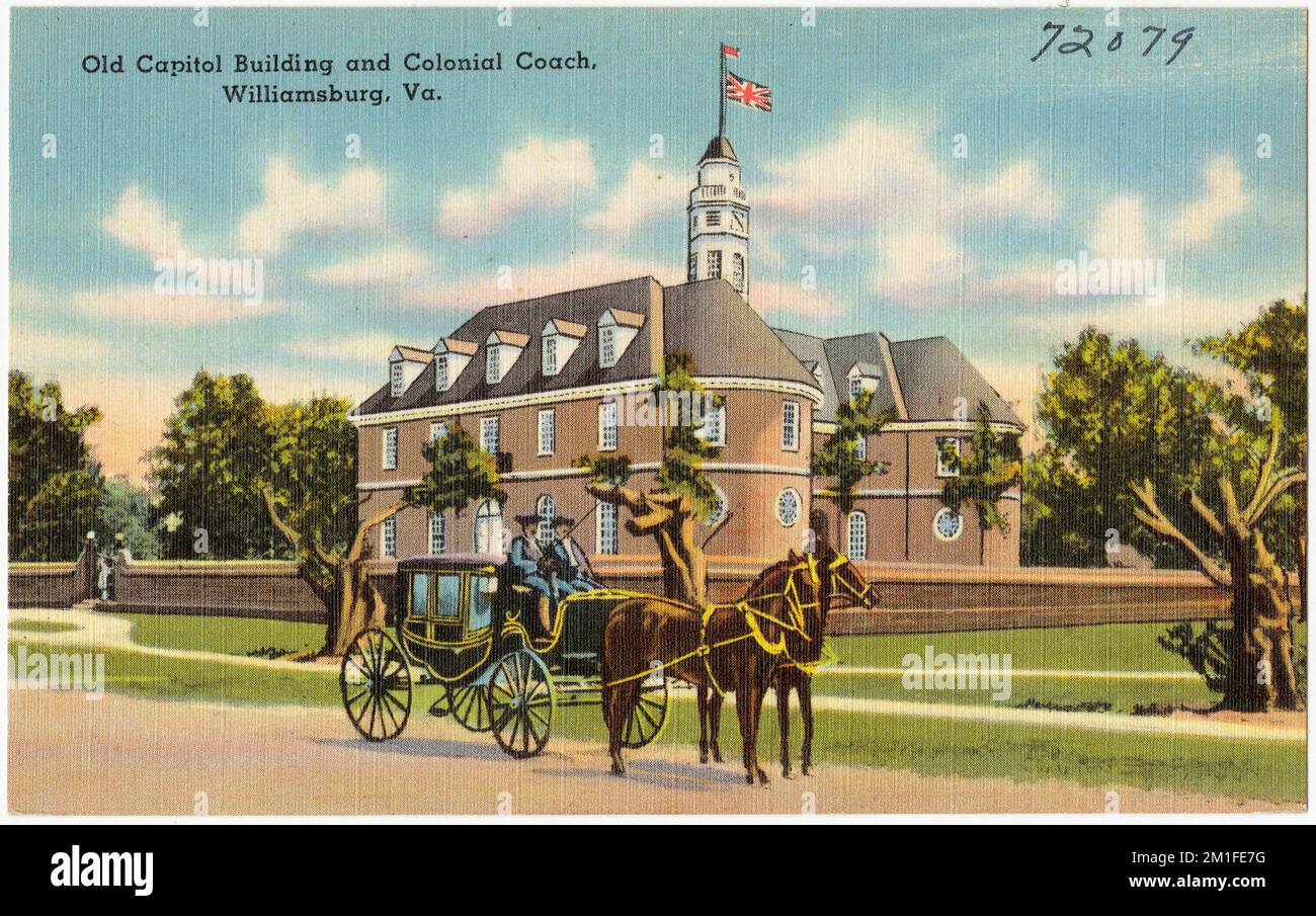 Old Capitol Building and Colonial Coach, Williamsburg, Va. , Capitols ...