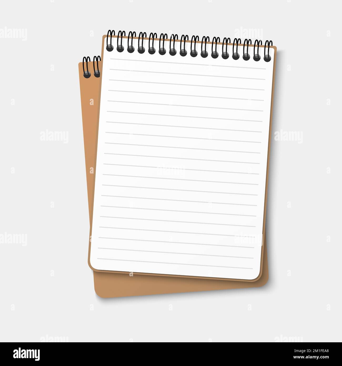 A notebook with a horizontal spring coil lies on top of another ...