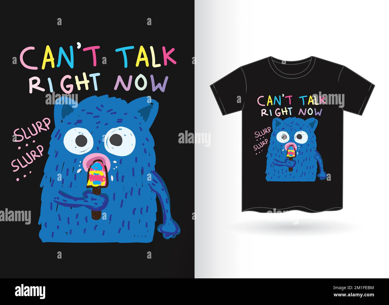 Hand drawn monster for t shirt with template Stock Vector Image & Art ...