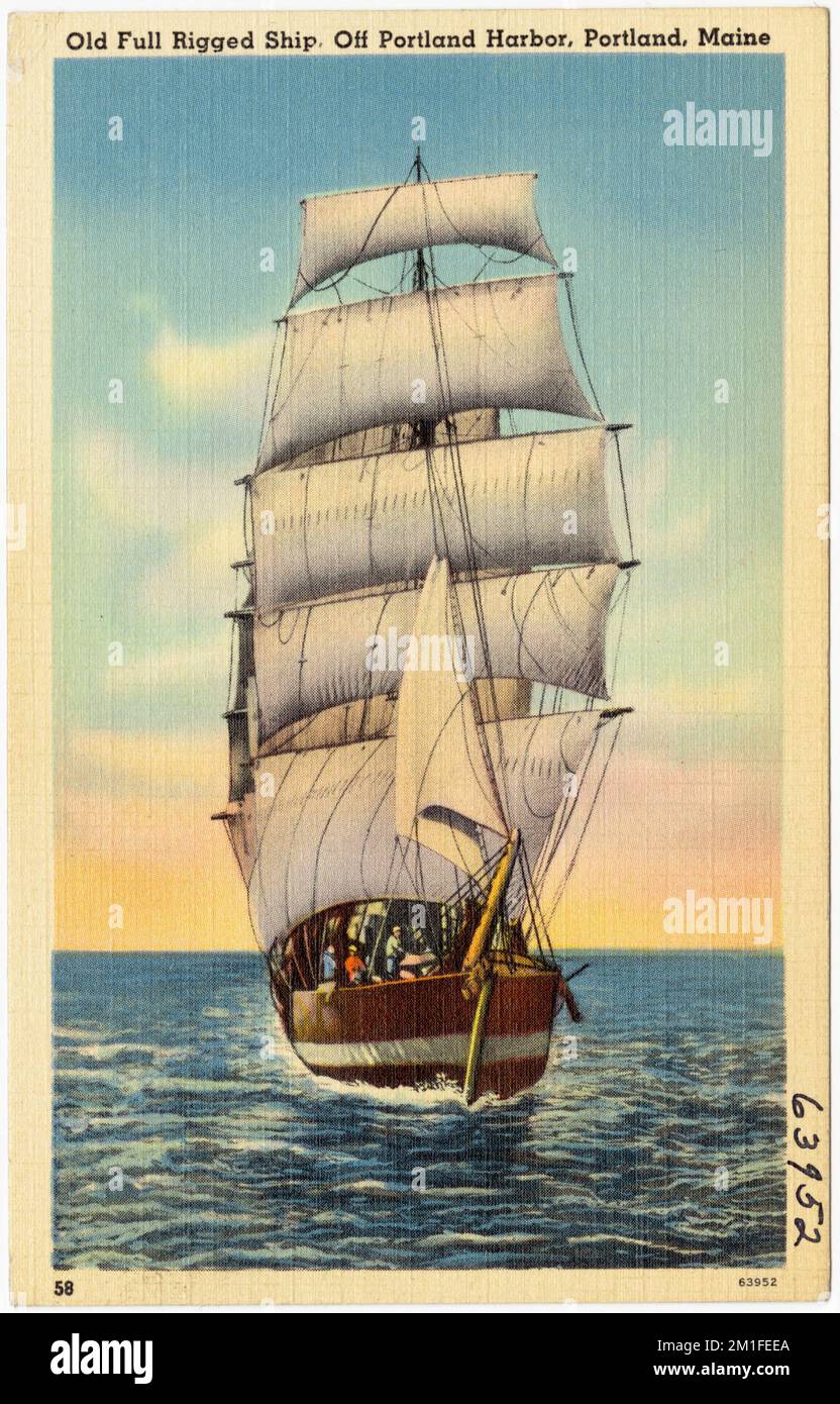 Old Full Rigged Ship, Off Portland Harbor, Portland, Maine , Ships ...