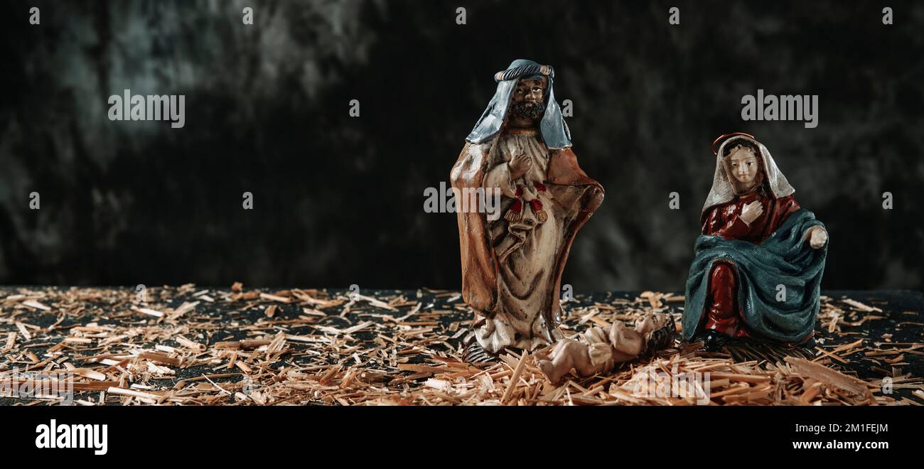 the holy family, saint joseph, the virgin mary and the child jesus on a ...