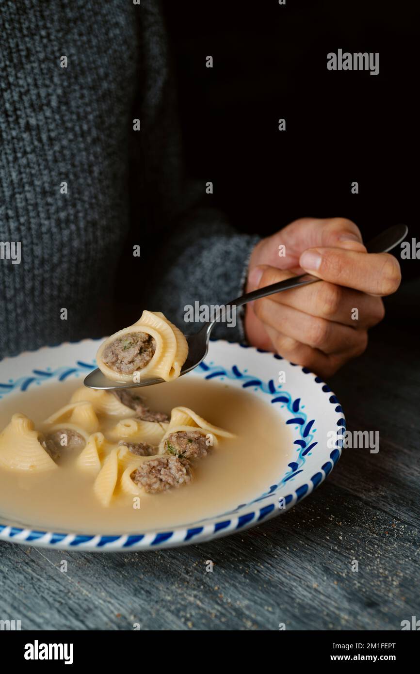 Man eating pasta vintage hi-res stock photography and images - Alamy