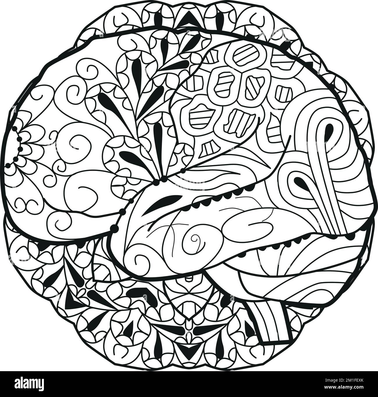 Entangle, great design for coloring. Brain textile print on mandala ...