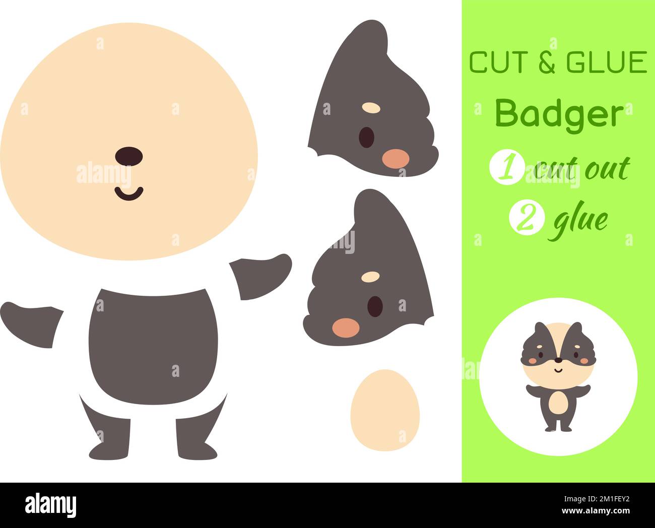 Cut and glue paper little badger. Kids crafts activity page ...