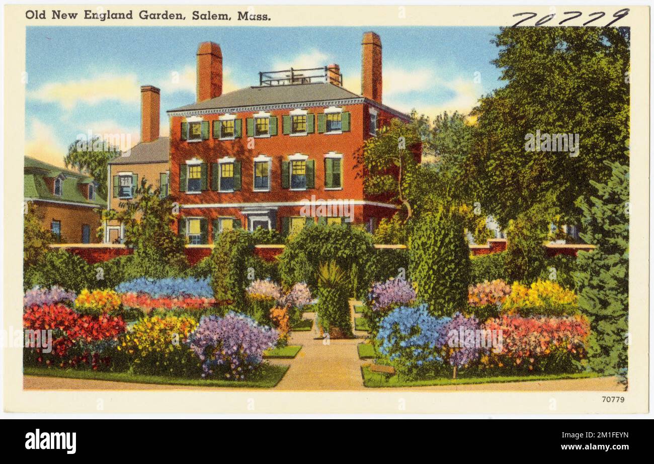 Old New England garden, Salem, Mass. , Gardens, Tichnor Brothers ...