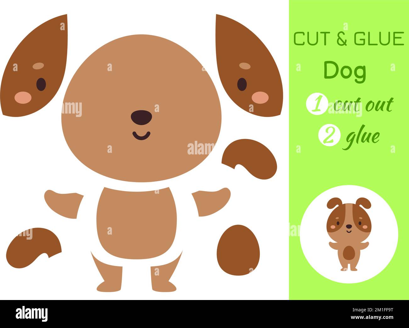 Cut and glue paper little dog. Kids crafts activity page. Educational ...