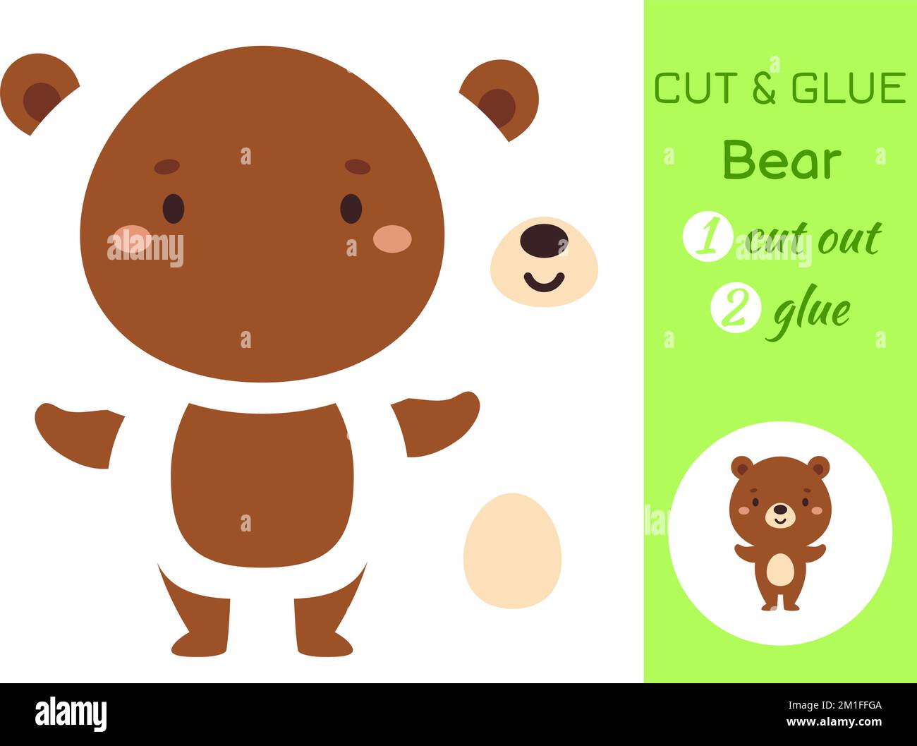 Cut and glue paper little bear. Kids crafts activity page. Educational ...