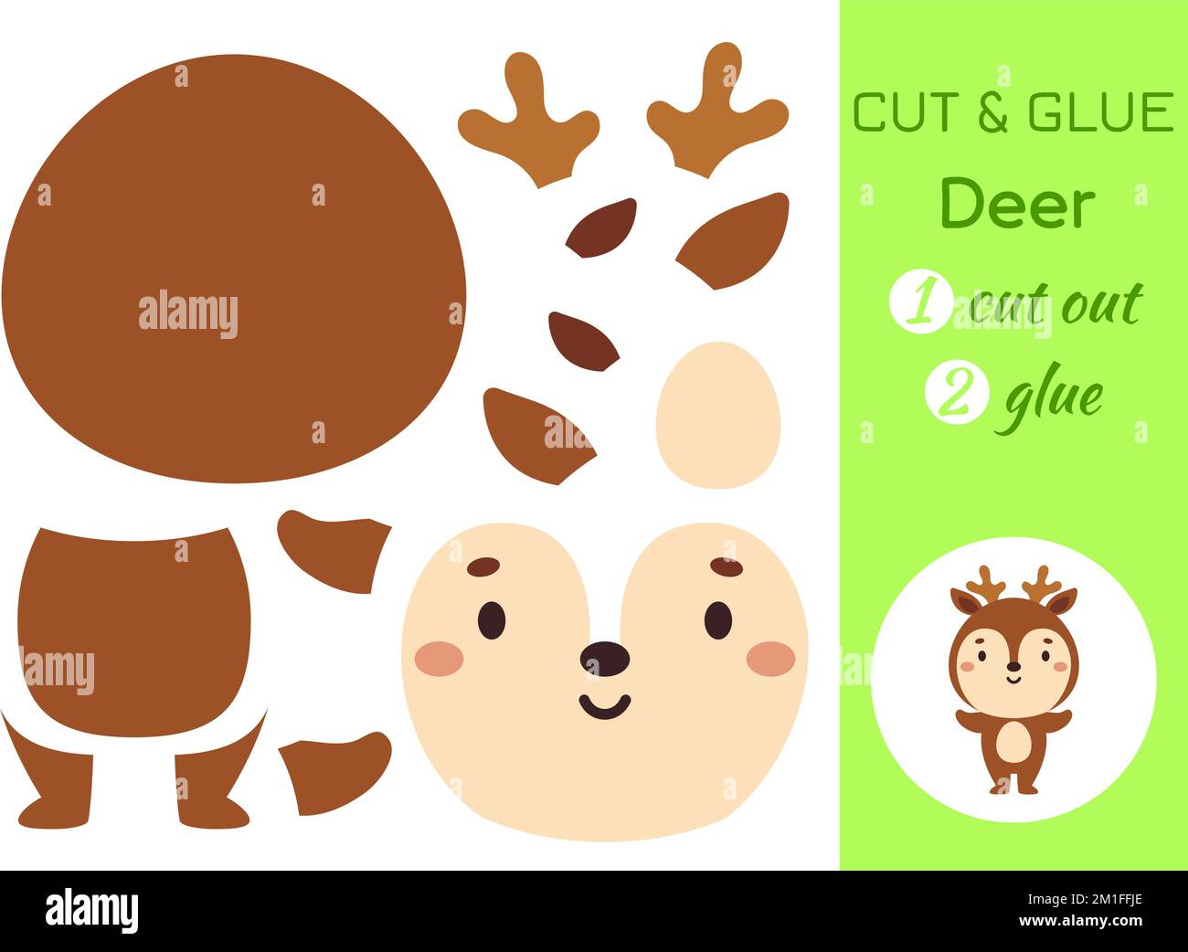 Cut and glue paper little deer. Kids crafts activity page. Educational ...