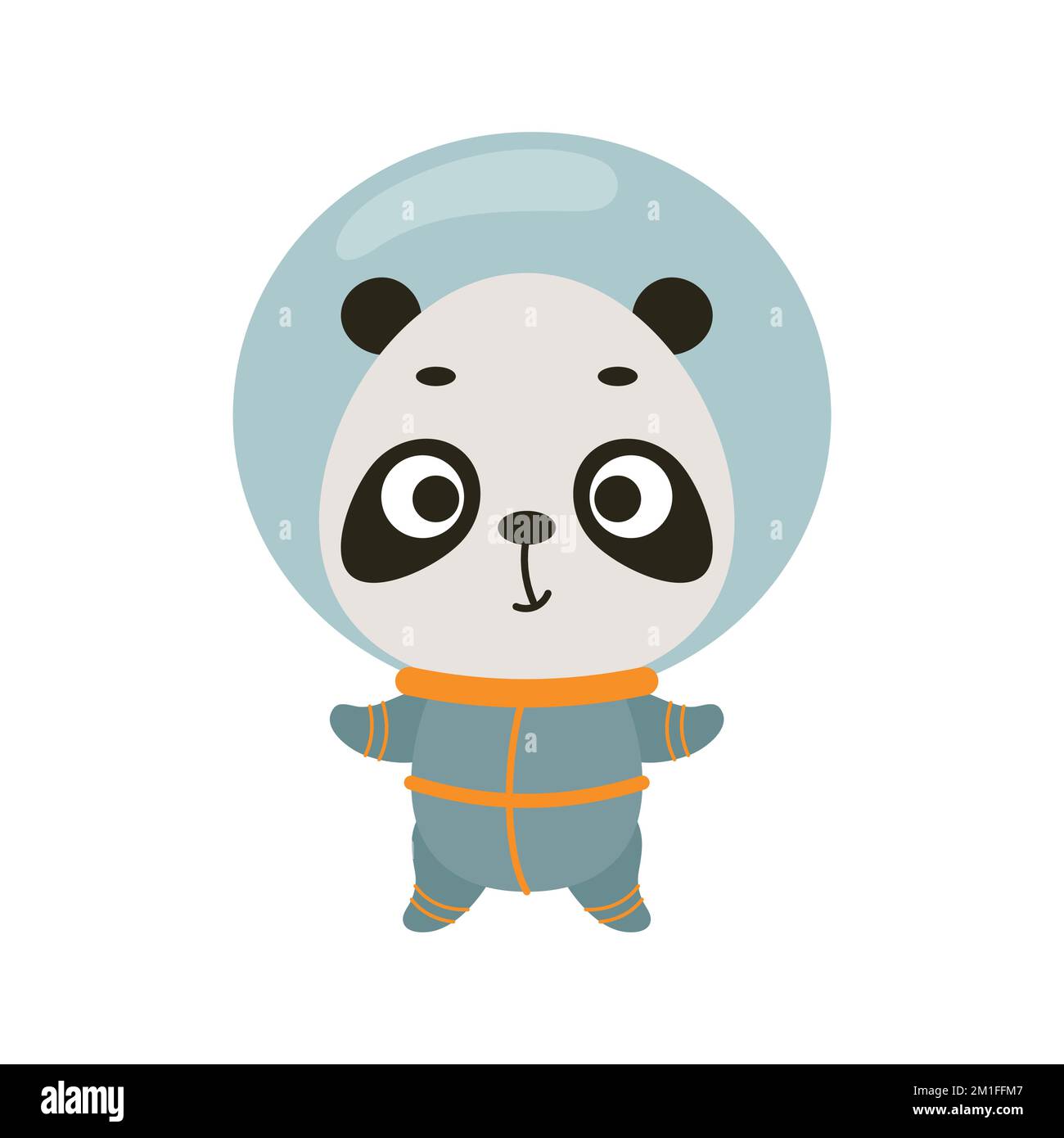 Cute little spaceman panda on white background. Cartoon animal ...