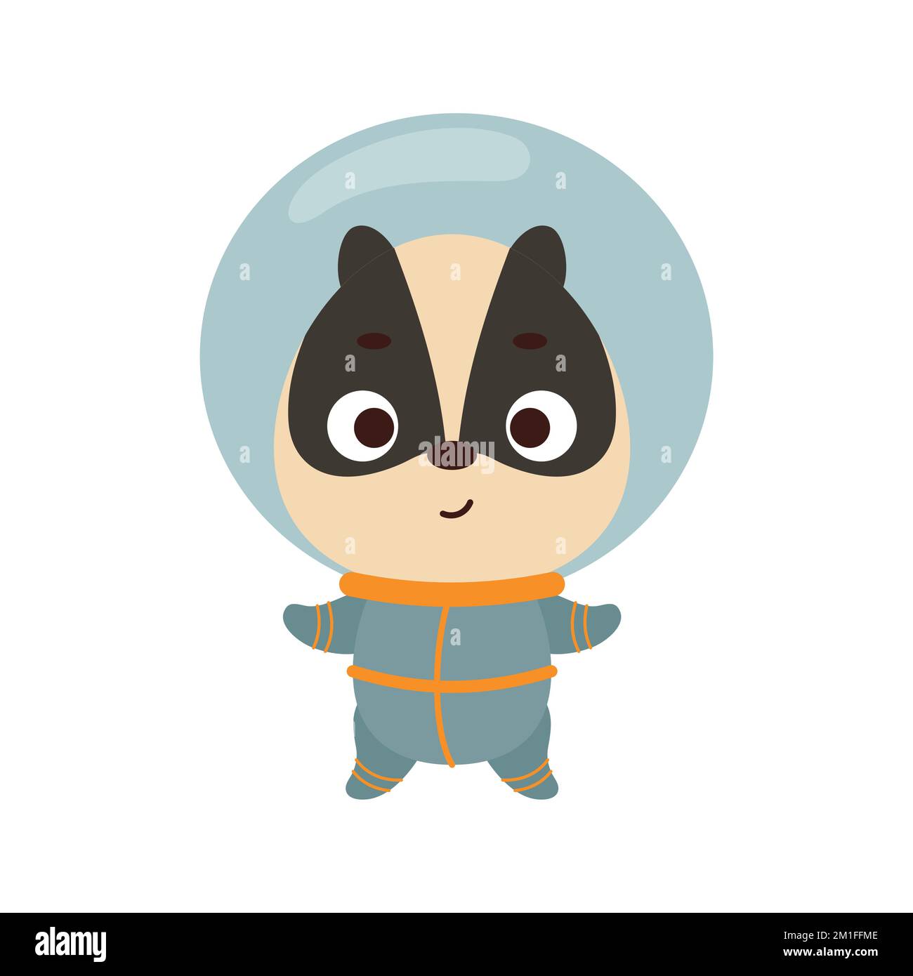 Cute little spaceman badger on white background. Cartoon animal ...