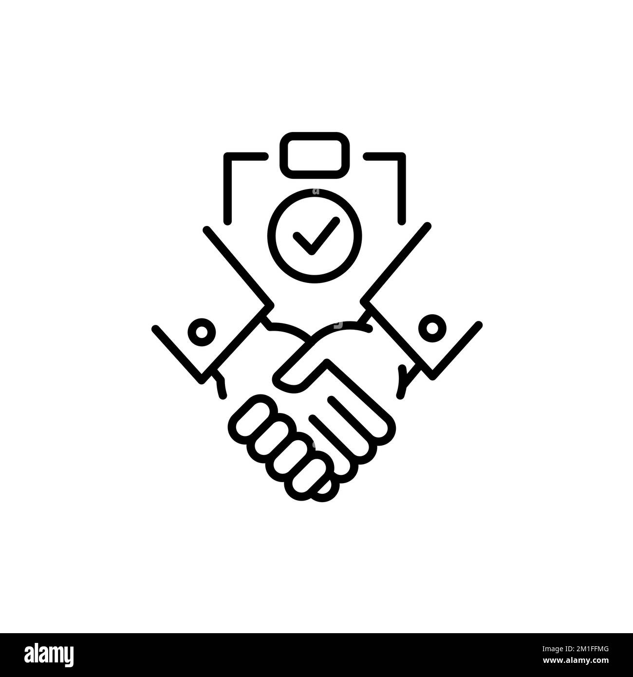 Handshake line icon. Business crowdfunding and Finance management ...