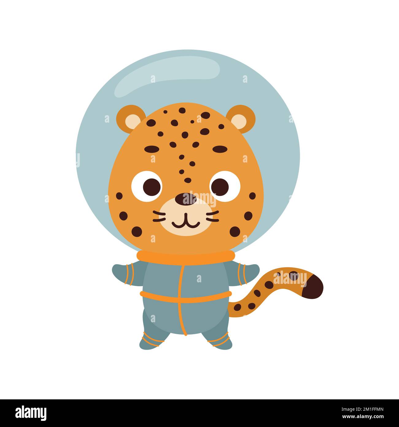 Cute little spaceman jaguar on white background. Cartoon animal ...