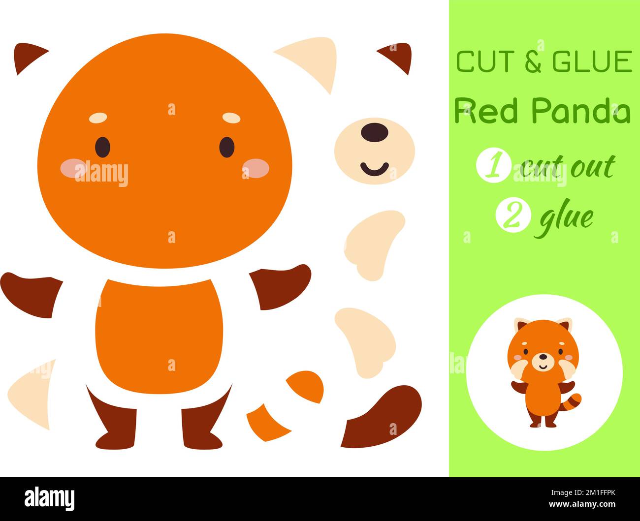 Cut and glue paper little red panda. Kids crafts activity page ...