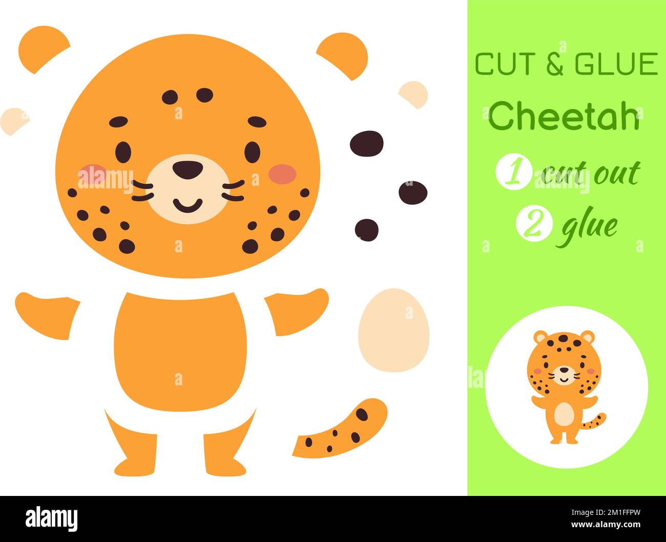 Cut and glue paper little cheetah. Kids crafts activity page ...