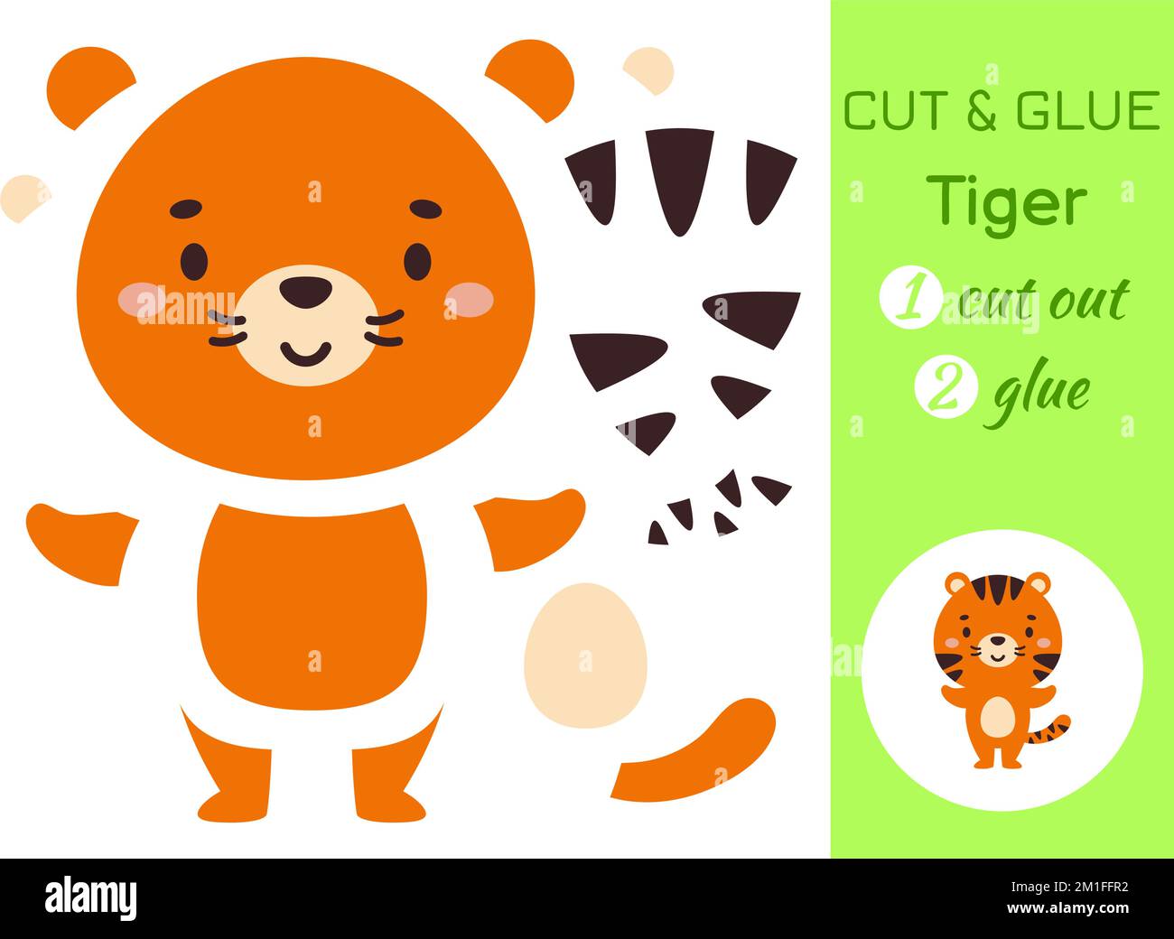 Cut and glue paper little tiger. Kids crafts activity page. Educational ...