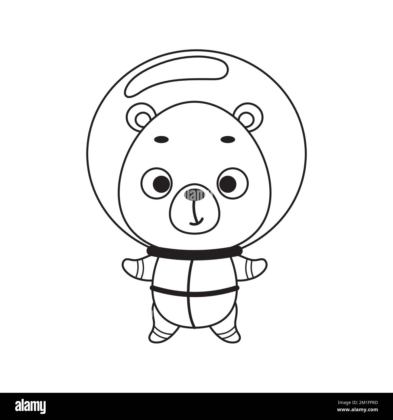 Coloring page cute little spaceman bear. Coloring book for kids ...