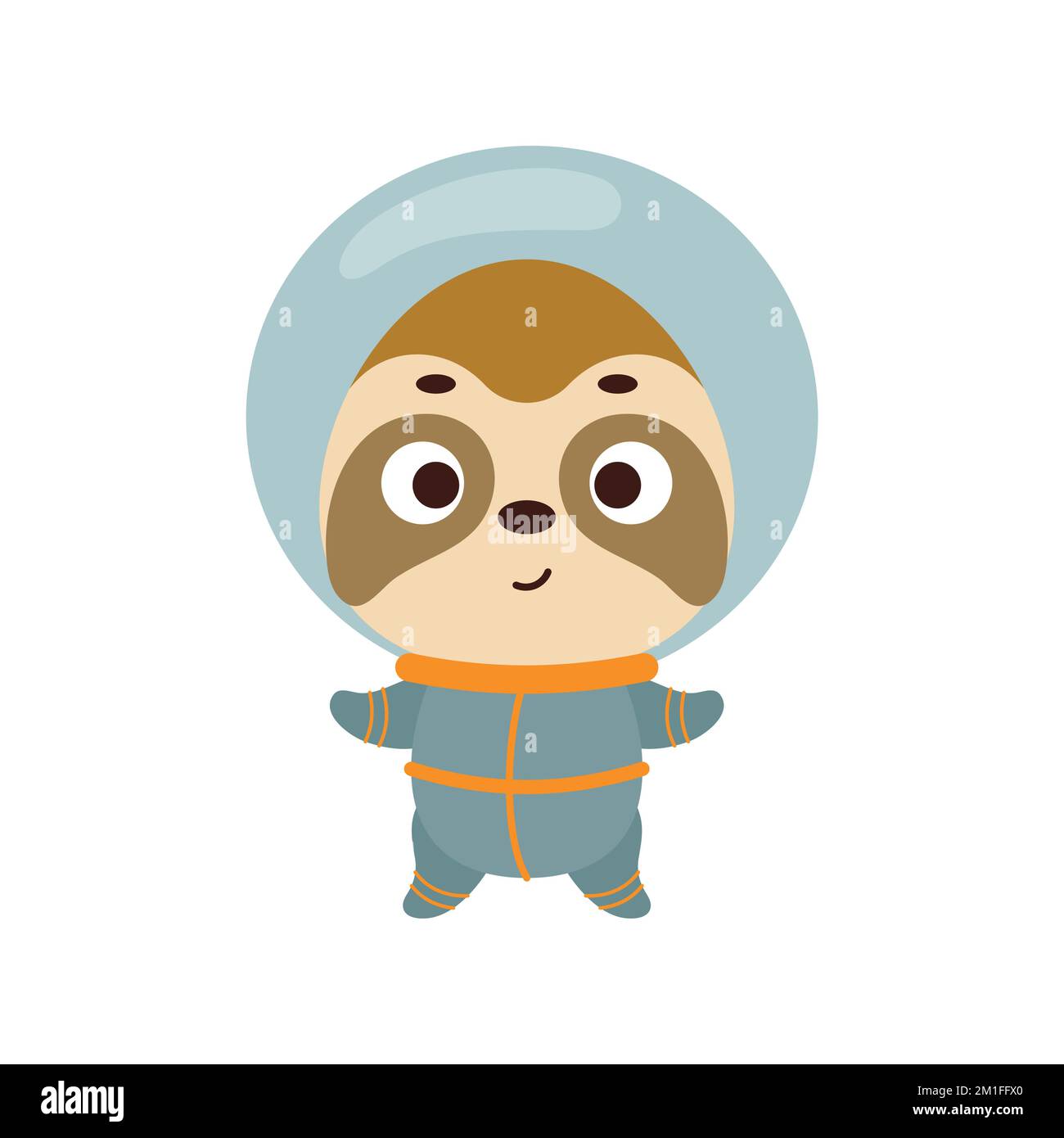 Cute little spaceman sloth on white background. Cartoon animal ...