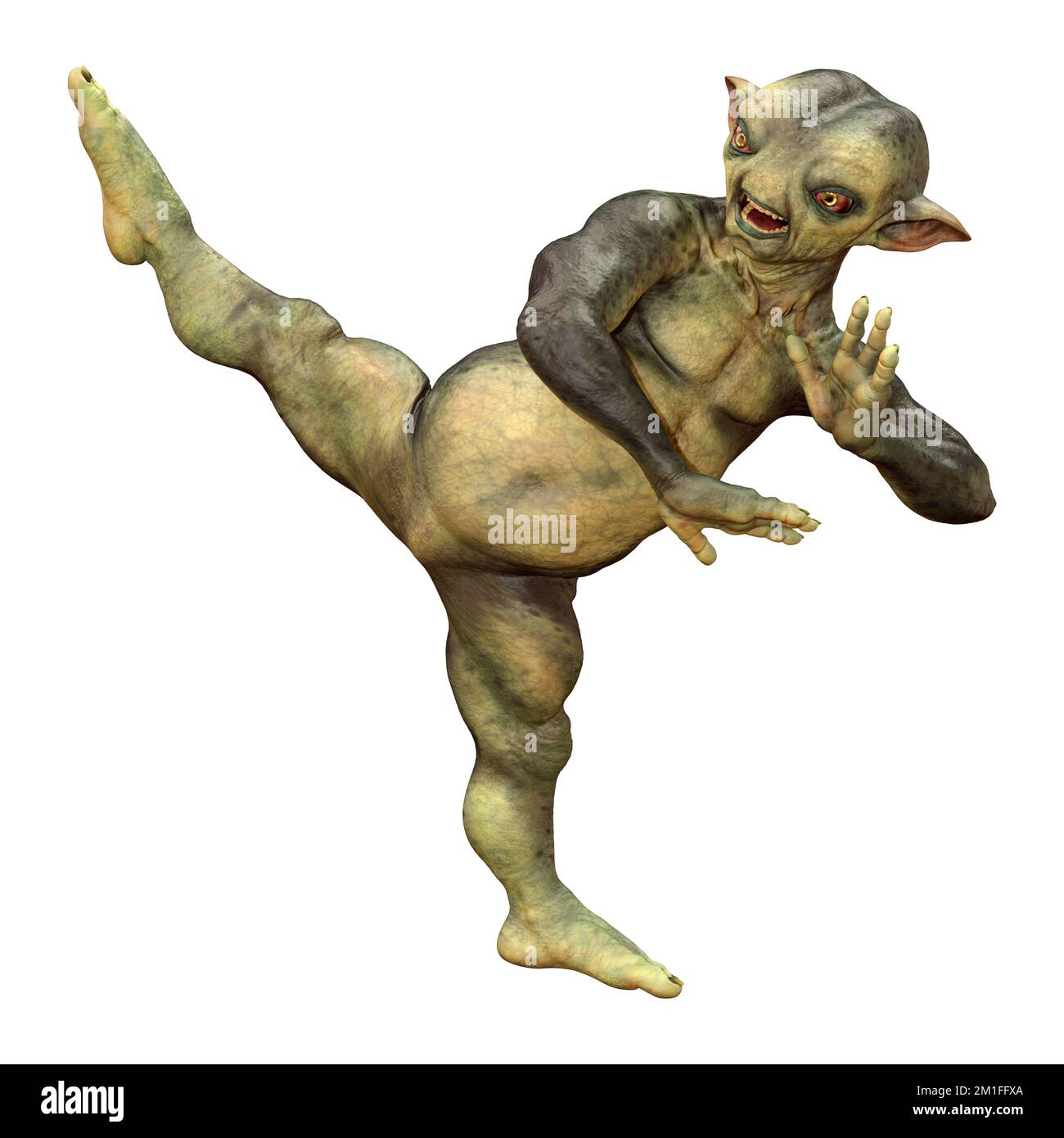 3D rendering of a green alien isolated on white background Stock Photo ...