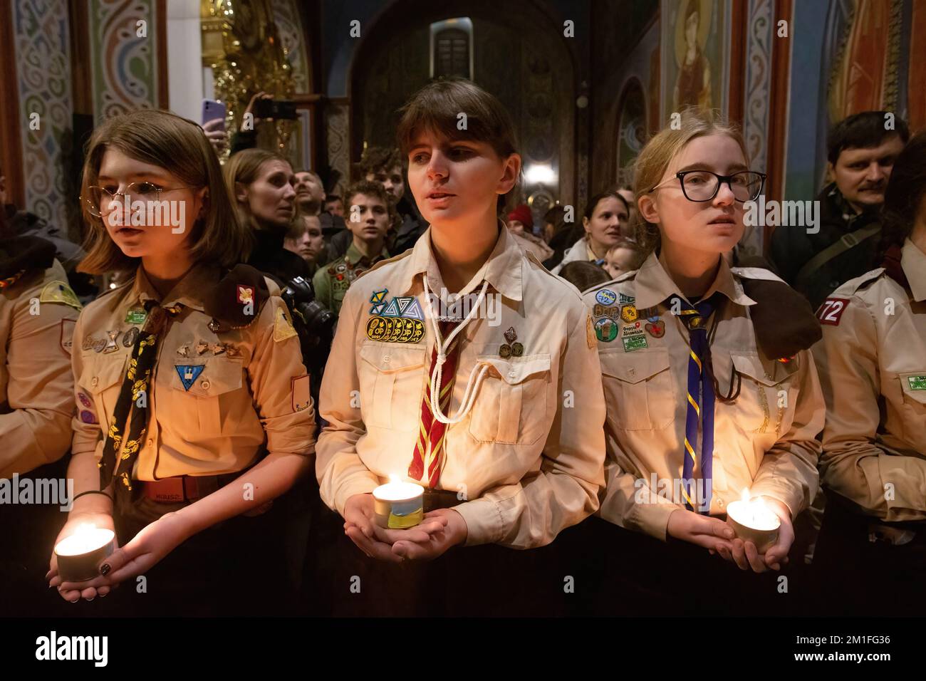 Kyiv, Ukraine. 11th Dec, 2022. Members of the Plast National Scout ...