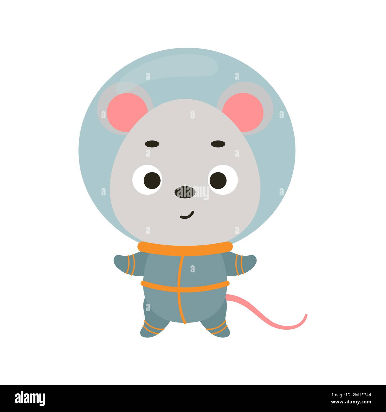 Cute little spaceman mouse on white background. Cartoon animal ...