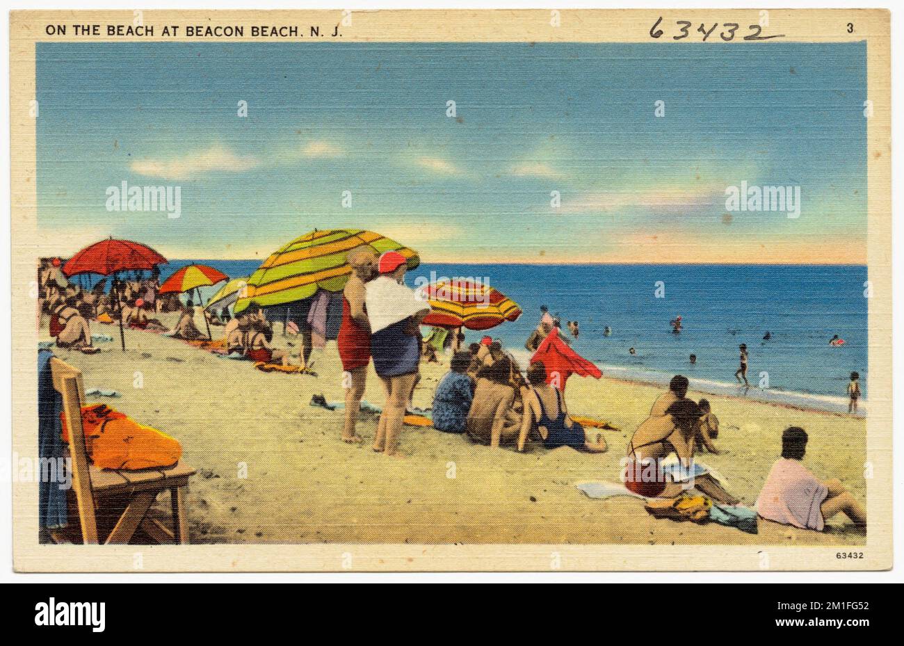On the beach at Beacon Beach, N. J. , Beaches, Tichnor Brothers ...