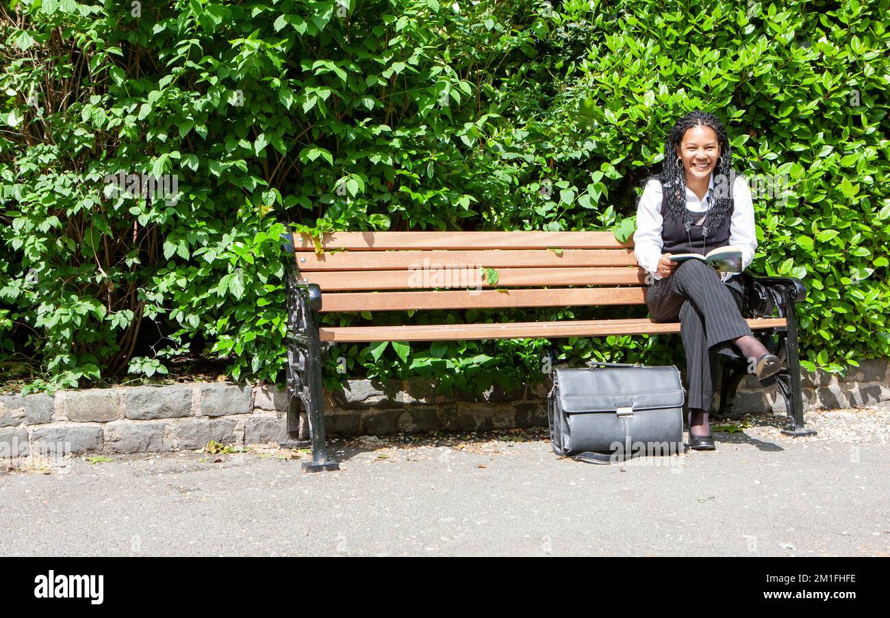 Out of Office: Business Break. A smartly dressed business professional ...