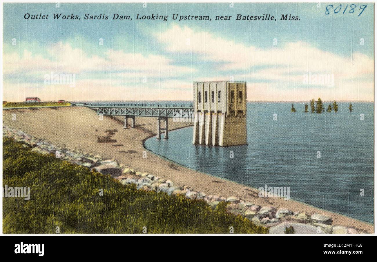Outlet works, Sardis Dam, looking upstream, near Batesville, Miss ...