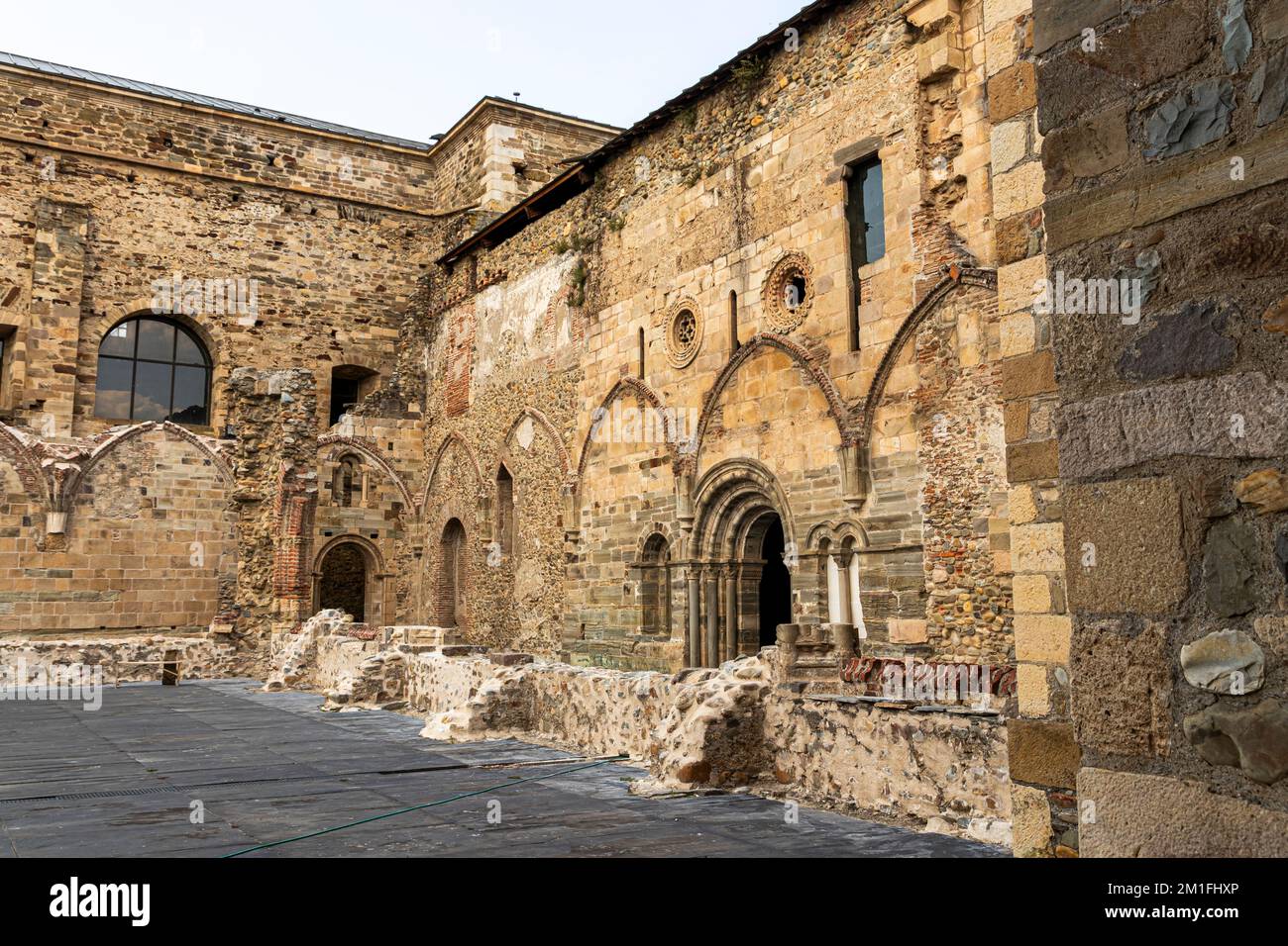 Cloister of the ruined Monastery of Saint Mary of Carracedo, El Bierzo ...
