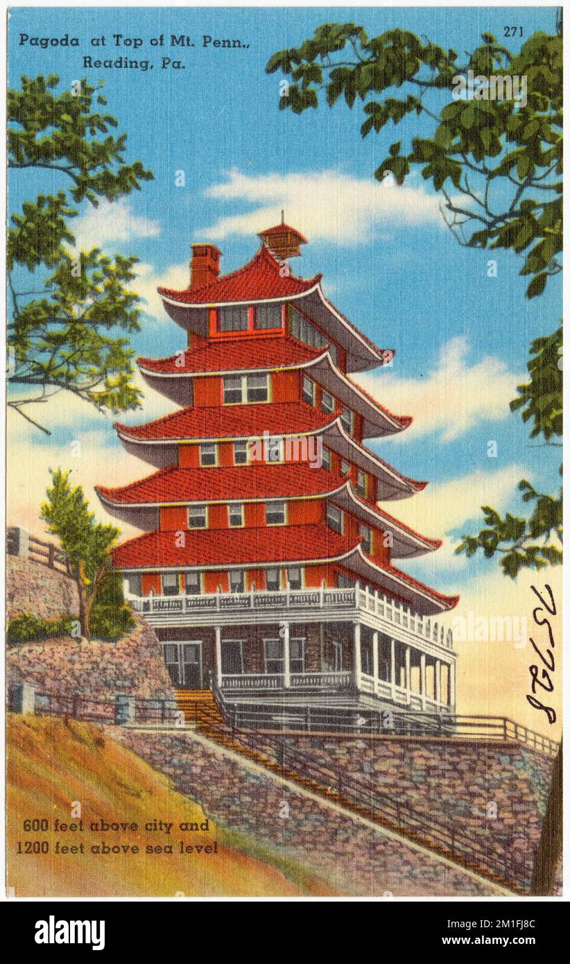 Pagoda at top of Mt. Penn., Reading, Pa., 600 feet above city and 1200 ...