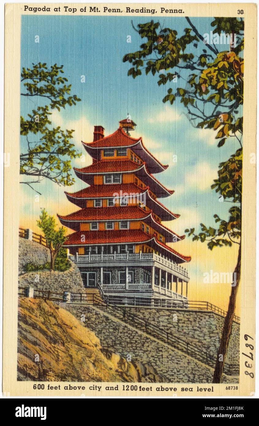Pagoda at top of Mt. Penn., Reading, Pa., 600 feet above city and 1200 ...