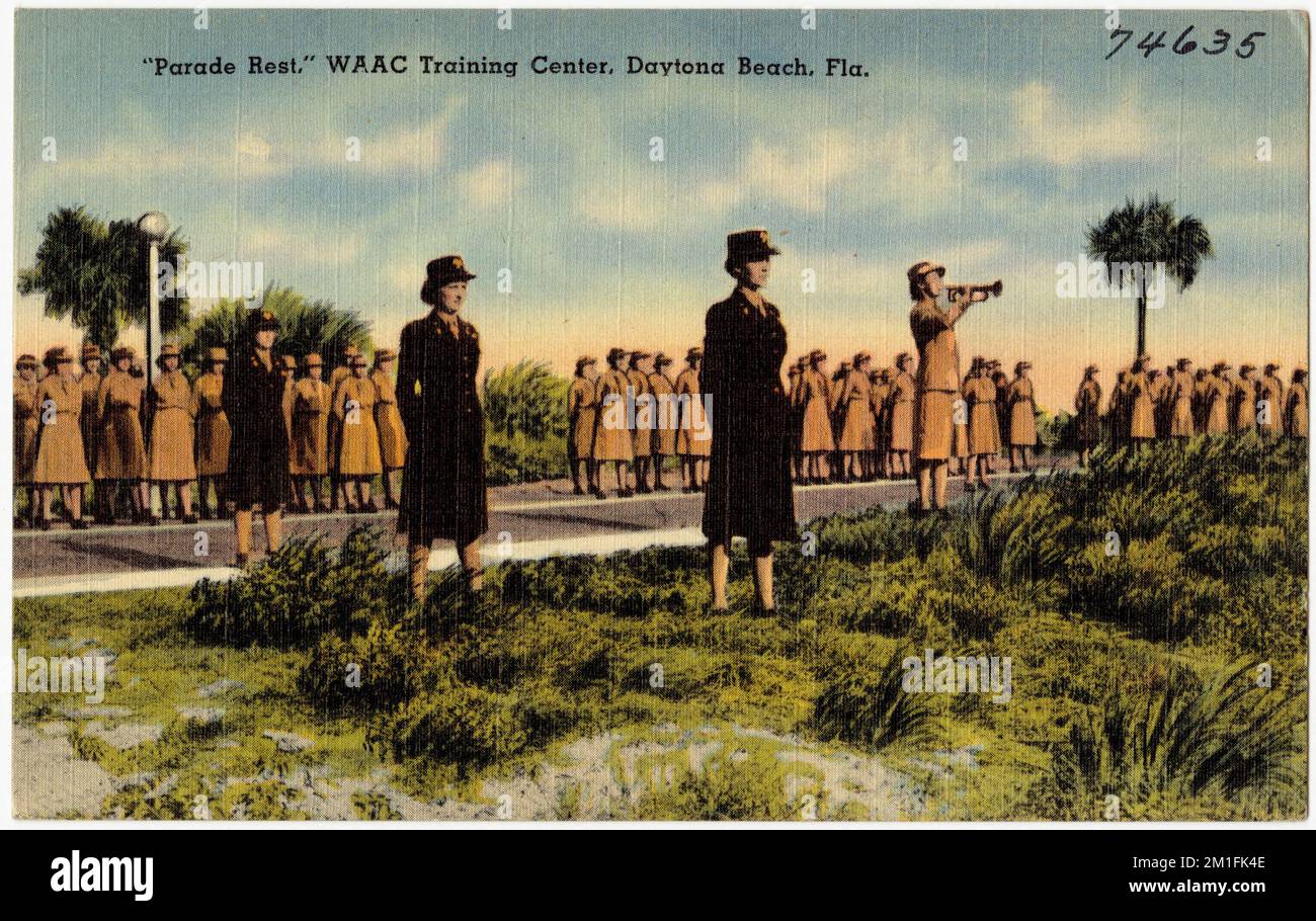 'Parade Rest,' WAAC training center, Daytona Beach, Florida , Military ...