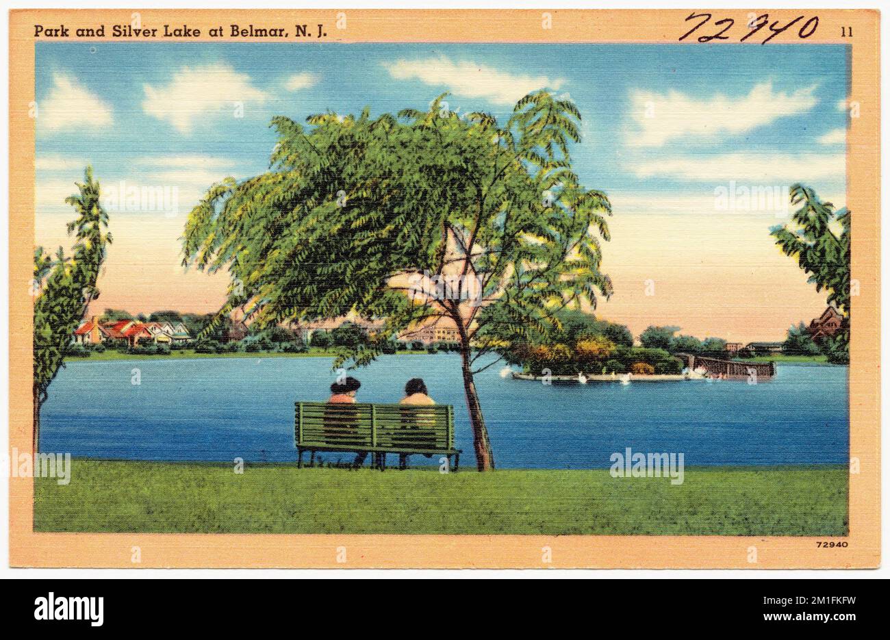 Park and Silver Lake at Belmar, N. J. , Parks, Lakes & ponds, Tichnor ...